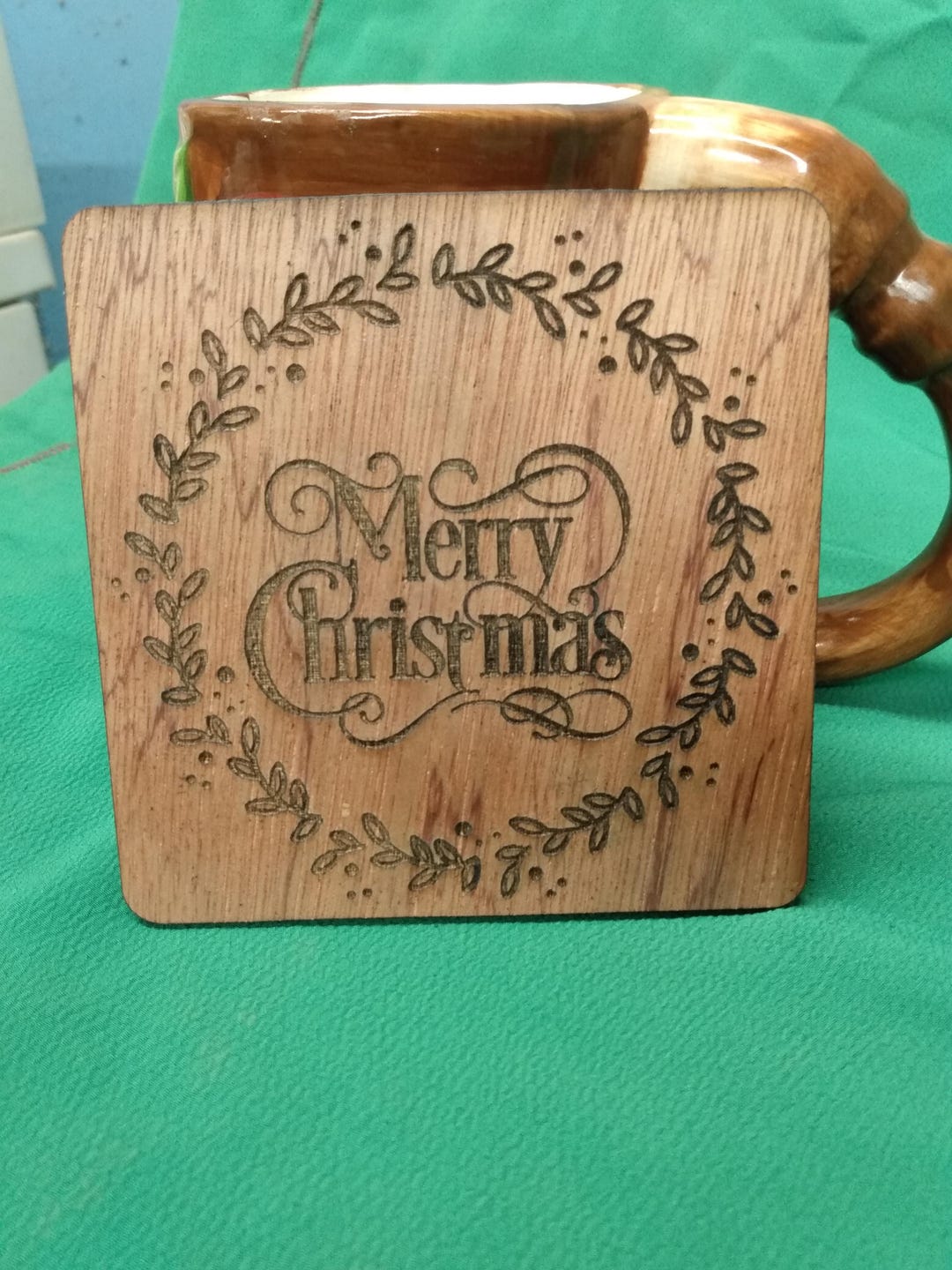 Merry Christmas Round-handmade 4x4 Christmas Coasters – Festive Laser ...