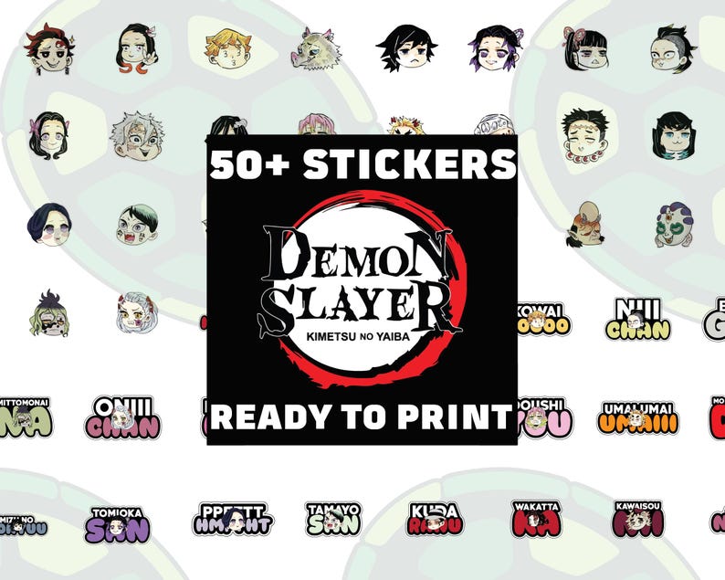 50 Anime Stickers Demon Slayer Kimetsu No Yaiba Digital Stickers Anime ...