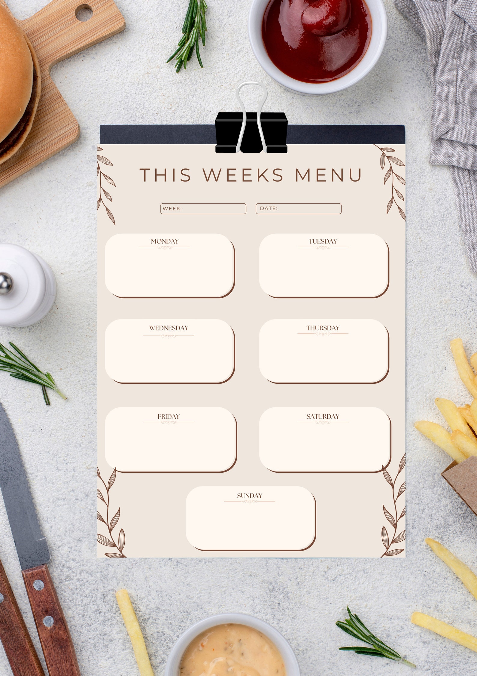 Printable WEEKLY DINNER MENU, Printable and Reusable, Undated 2024 ...