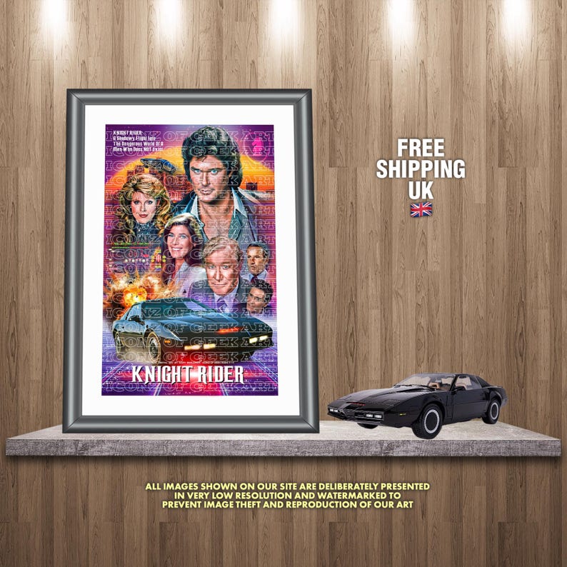 KNIGHT RIDER - David Hasselhoff - K.I.T.T. - 80’s Retro Fan Art Poster ...
