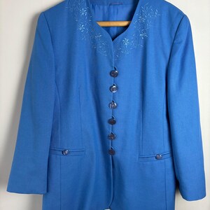 Vintage Sky Blue Jacket With Embroidery, Elegant and Classy Women’s ...