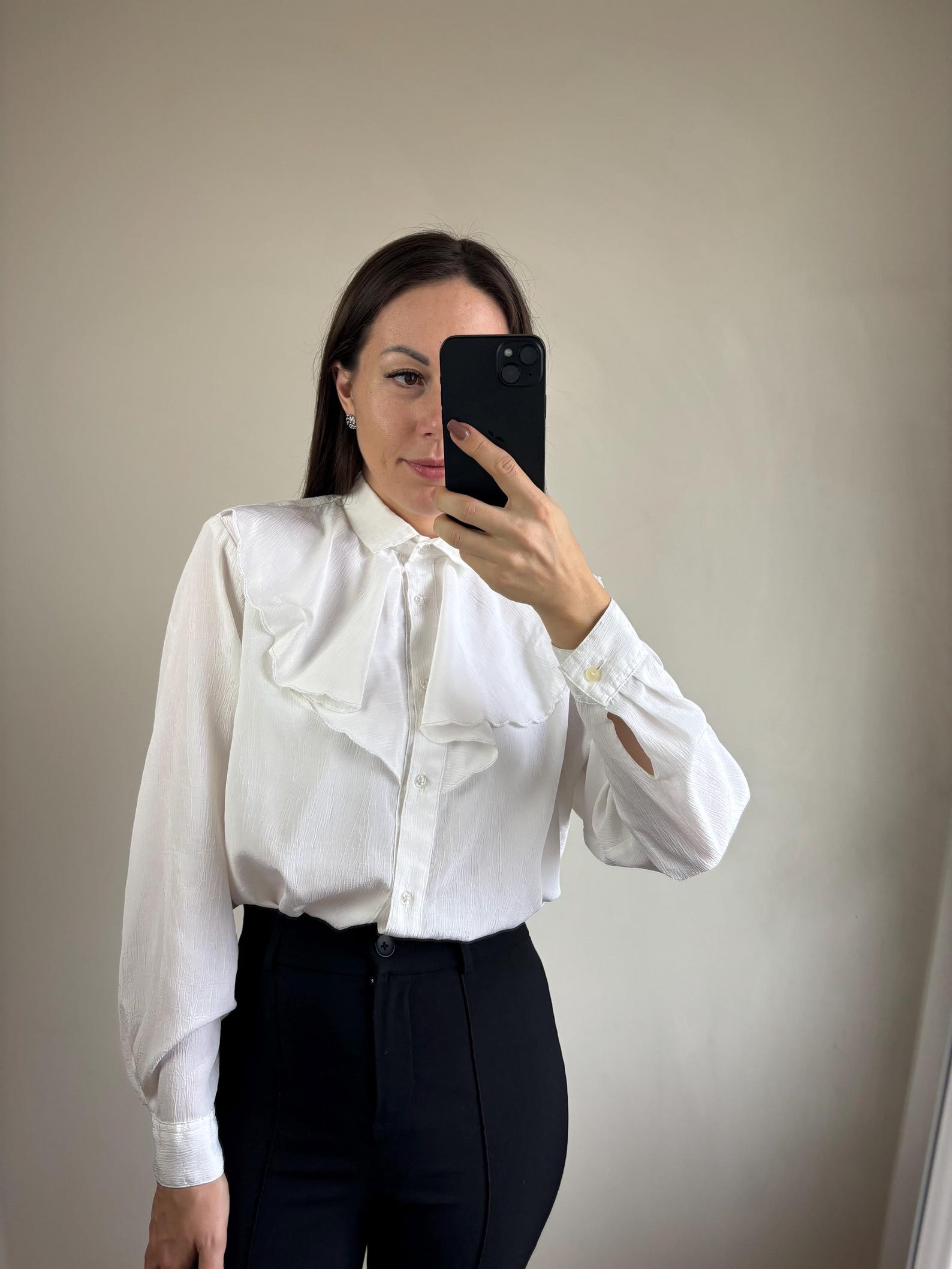 Vintage White Blouse With Draped Puritan Collar, Victorian Ruffle Shirt ...