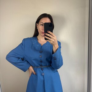 Vintage Sky Blue Jacket With Embroidery, Elegant and Classy Women’s ...