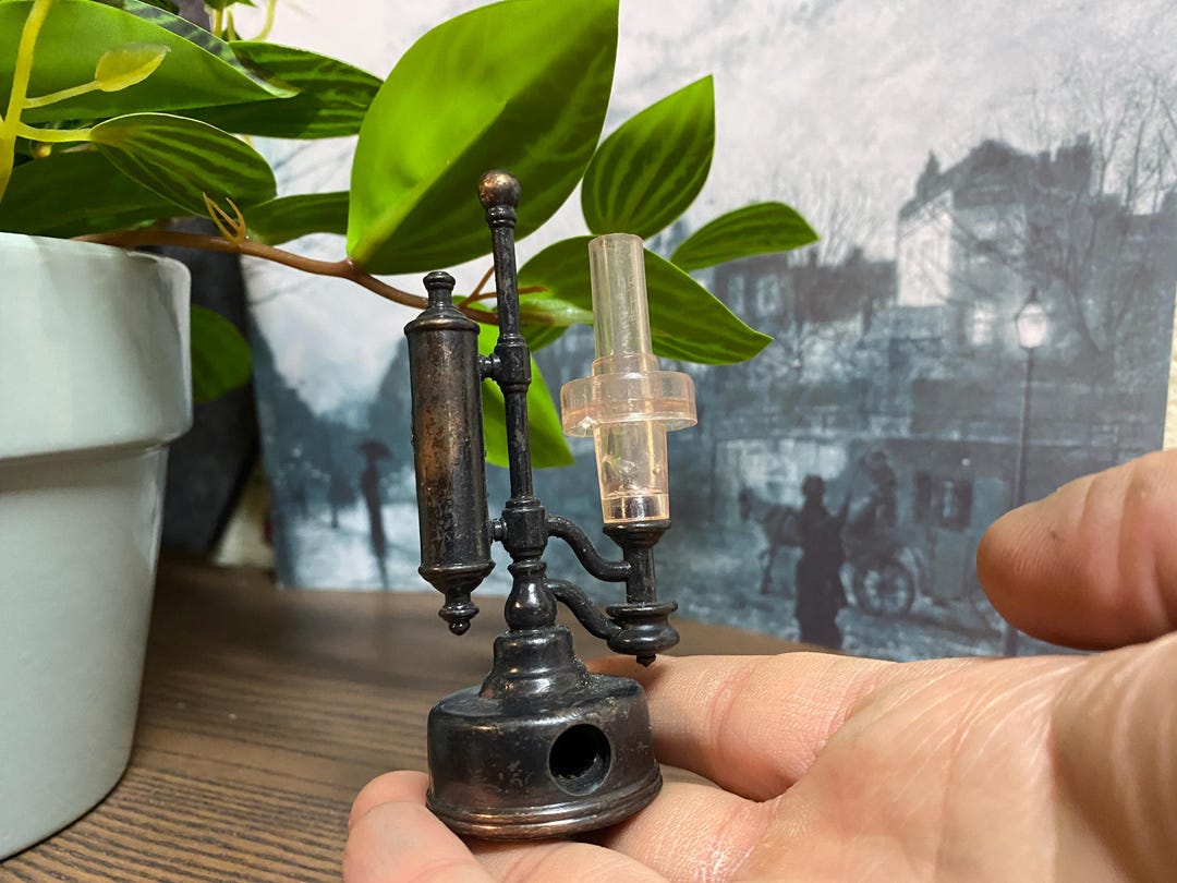 Vintage Oil Lamp Pencil Sharpener Miniature Ornament Die-cast Bronze ...