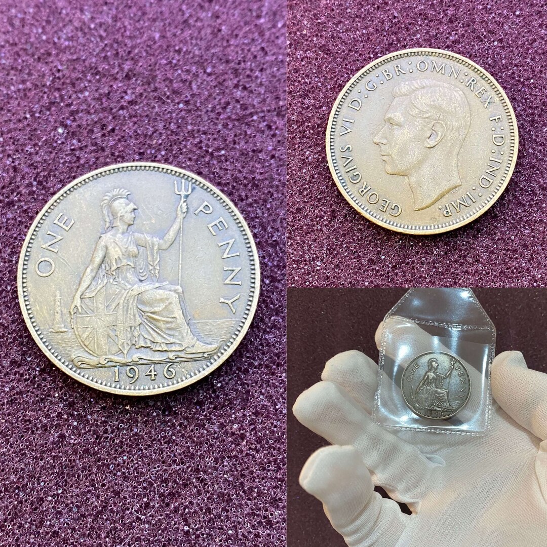 Antique 1946 British Penny Coin - George VI - Post WWII Britain - Etsy