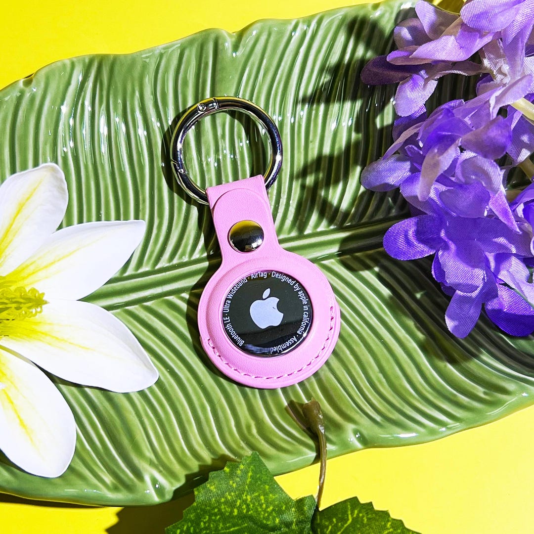 Personalized Pink AirTag Case | Custom Leather AirTag Holder | Stylish ...