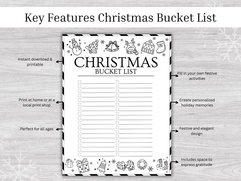 Editable Christmas Bucket List Template: Holiday Checklist (US Letter ...