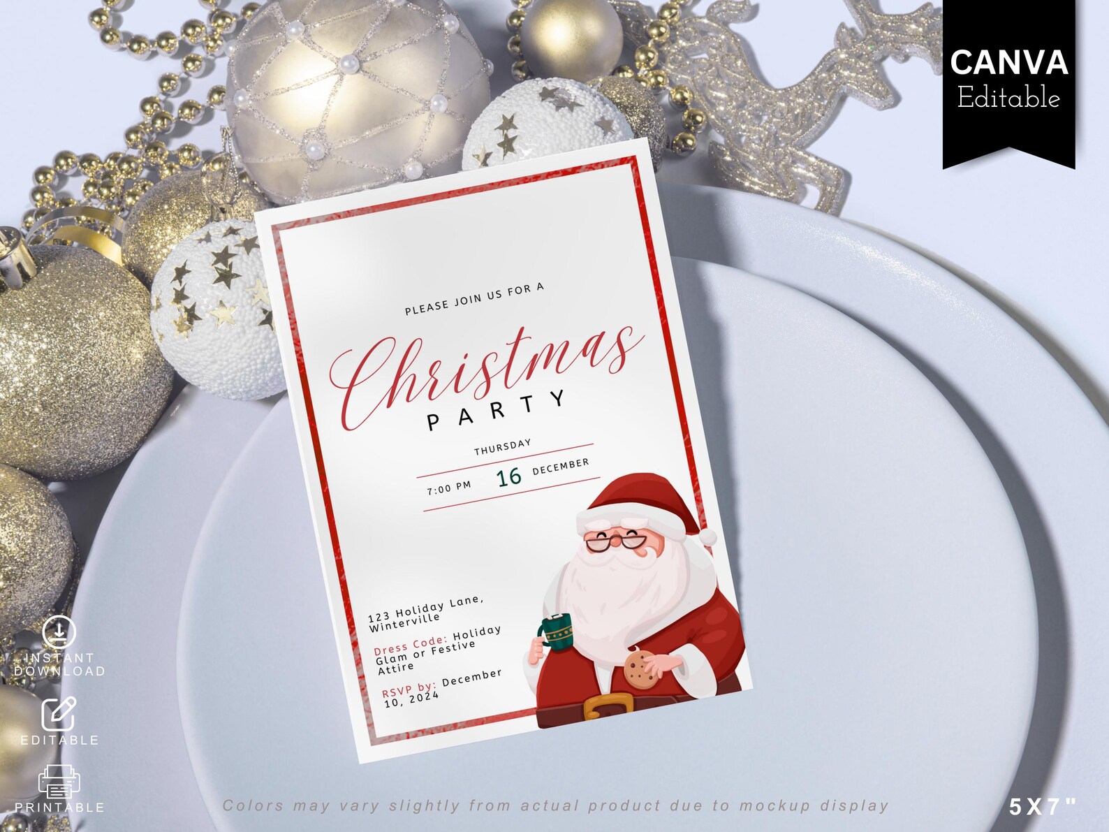 Editable Santa Hat Christmas Party Invitation (printable Template) - Etsy