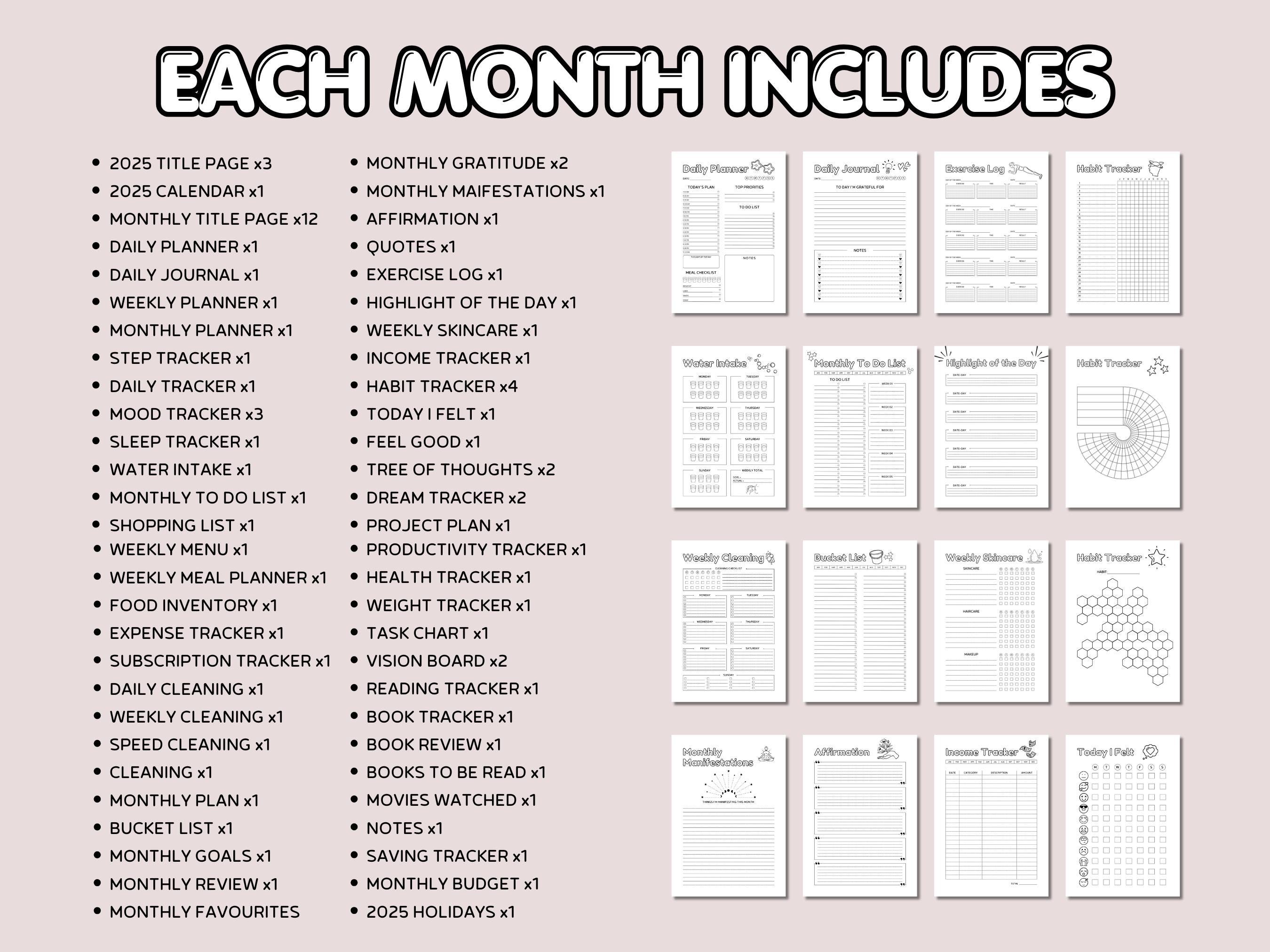 2025 Bullet Journal Bundle Premade Bullet Journal Bundle Bullet Journal ...