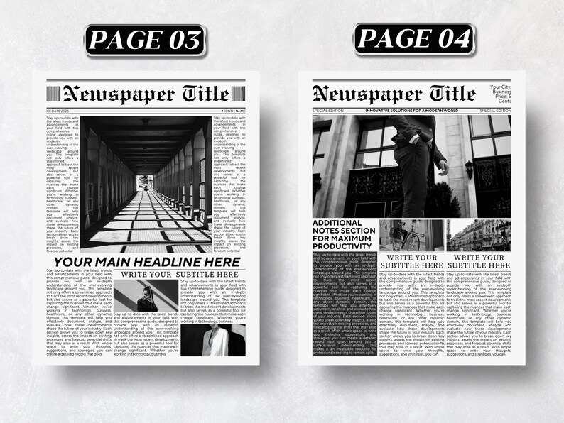 Canva Newspaper Template | Page Layout | Editable Layout ...