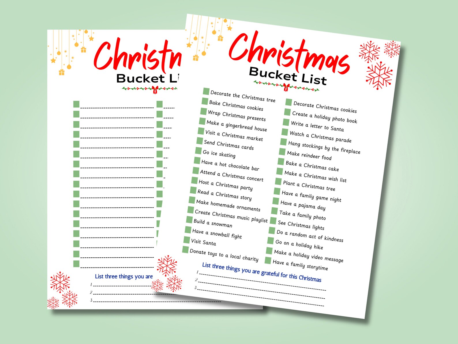 Christmas Bucket List Template, Winter List, Christmas Template, Family ...