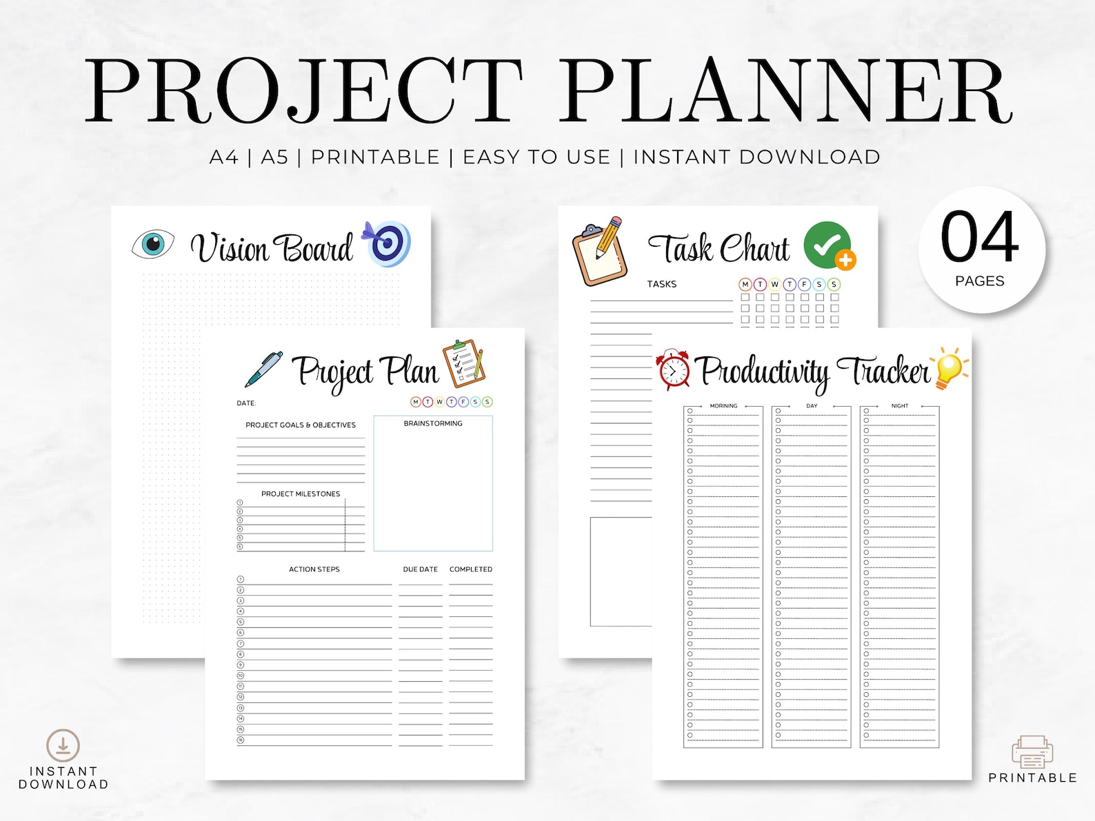 Printable Project Planner | A4 & A5 | Easy to Use | Instant Download - Etsy