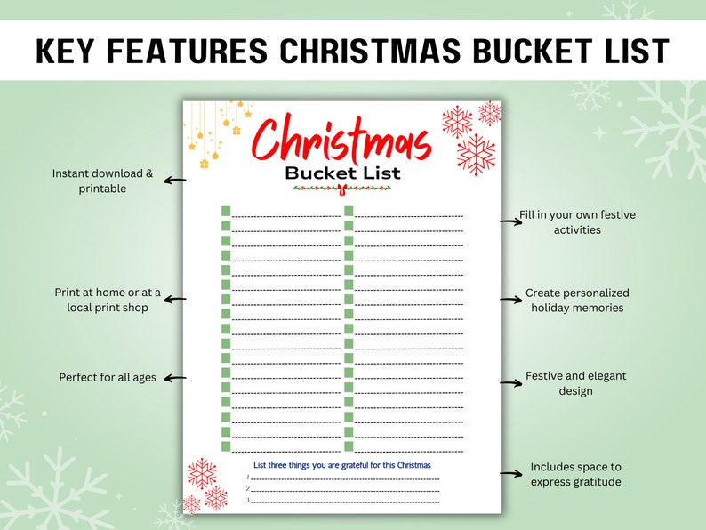 Christmas Bucket List Template, Winter List, Christmas Template, Family ...