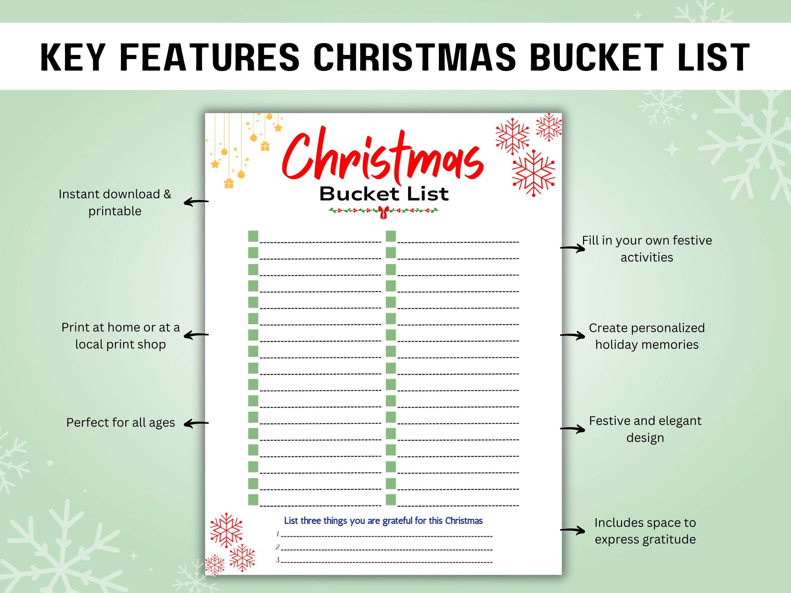 Christmas Bucket List Template, Winter List, Christmas Template, Family ...