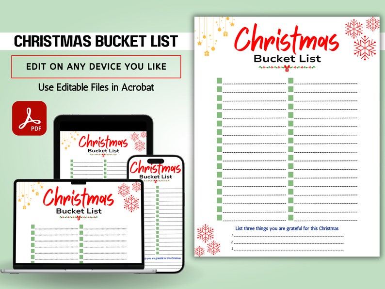 Christmas Bucket List Template, Winter List, Christmas Template, Family ...