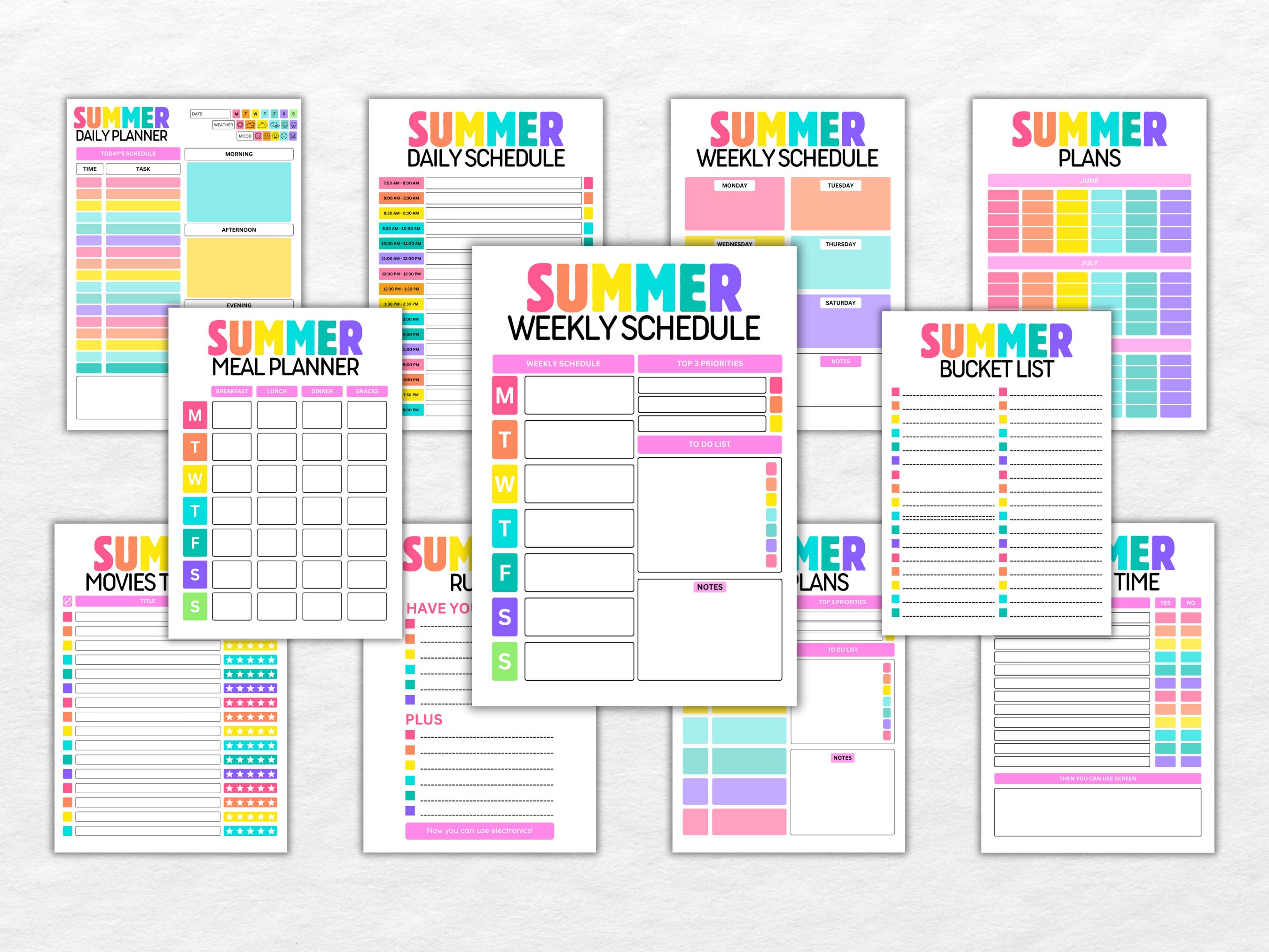 2024 Summer Planner for Kids, Editable Summer Rules Checklist, Summer ...