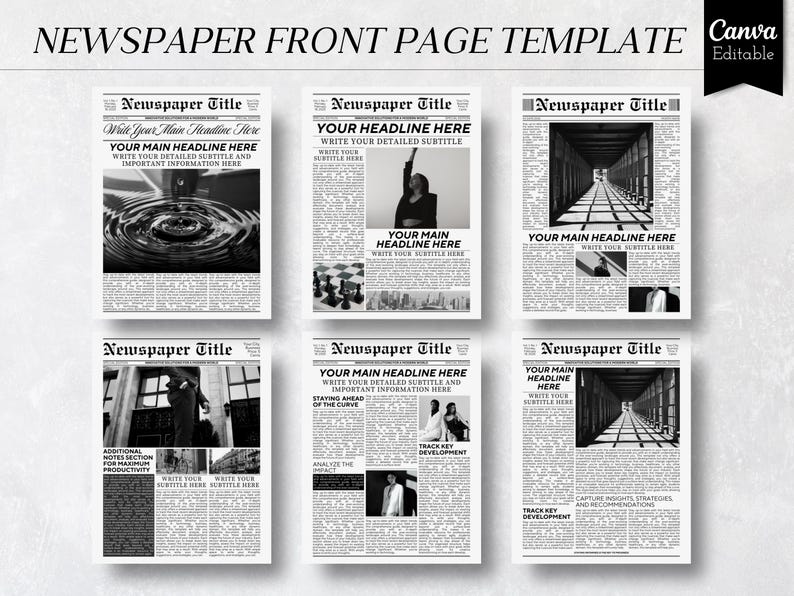 Canva Newspaper Template | Page Layout | Editable Layout ...
