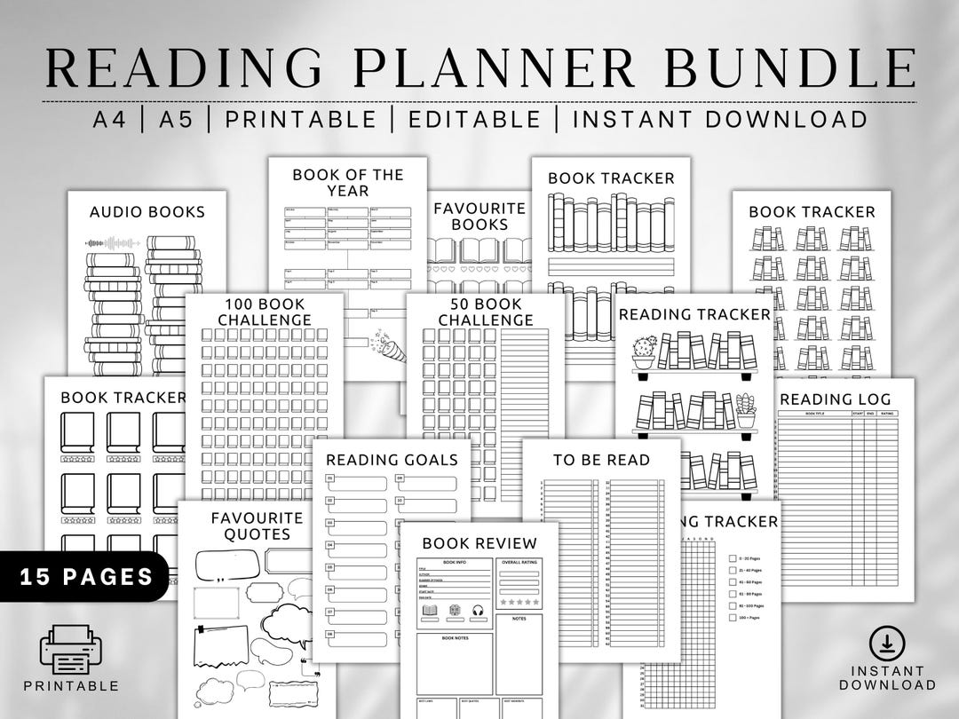 Digital Reading Journal Bundle: Library Tracker & Planner (digital ...