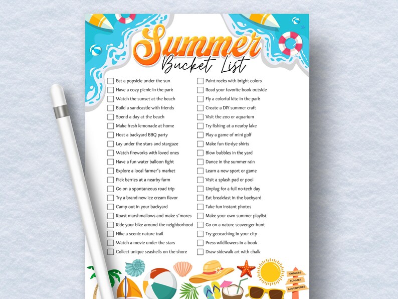 Summer Bucket List Printable: Fun Family Activities - Canva Template - Etsy