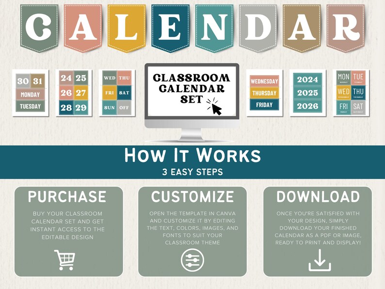 Editable Classroom Calendar Set and Weather Station ,12 Months Calendar ...