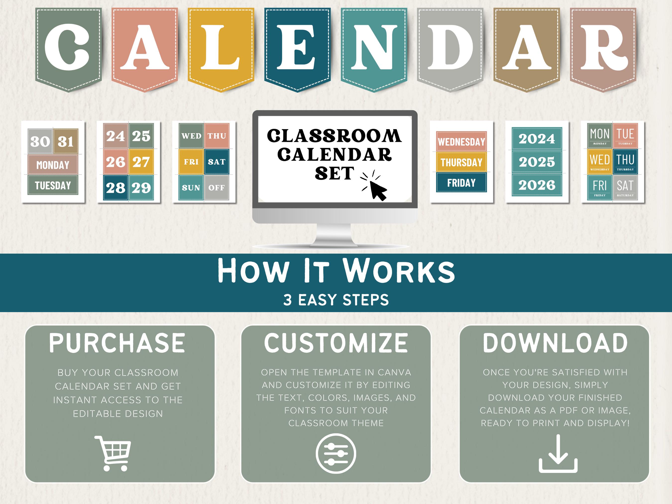 Editable Classroom Calendar Set and Weather Station ,12 Months Calendar ...