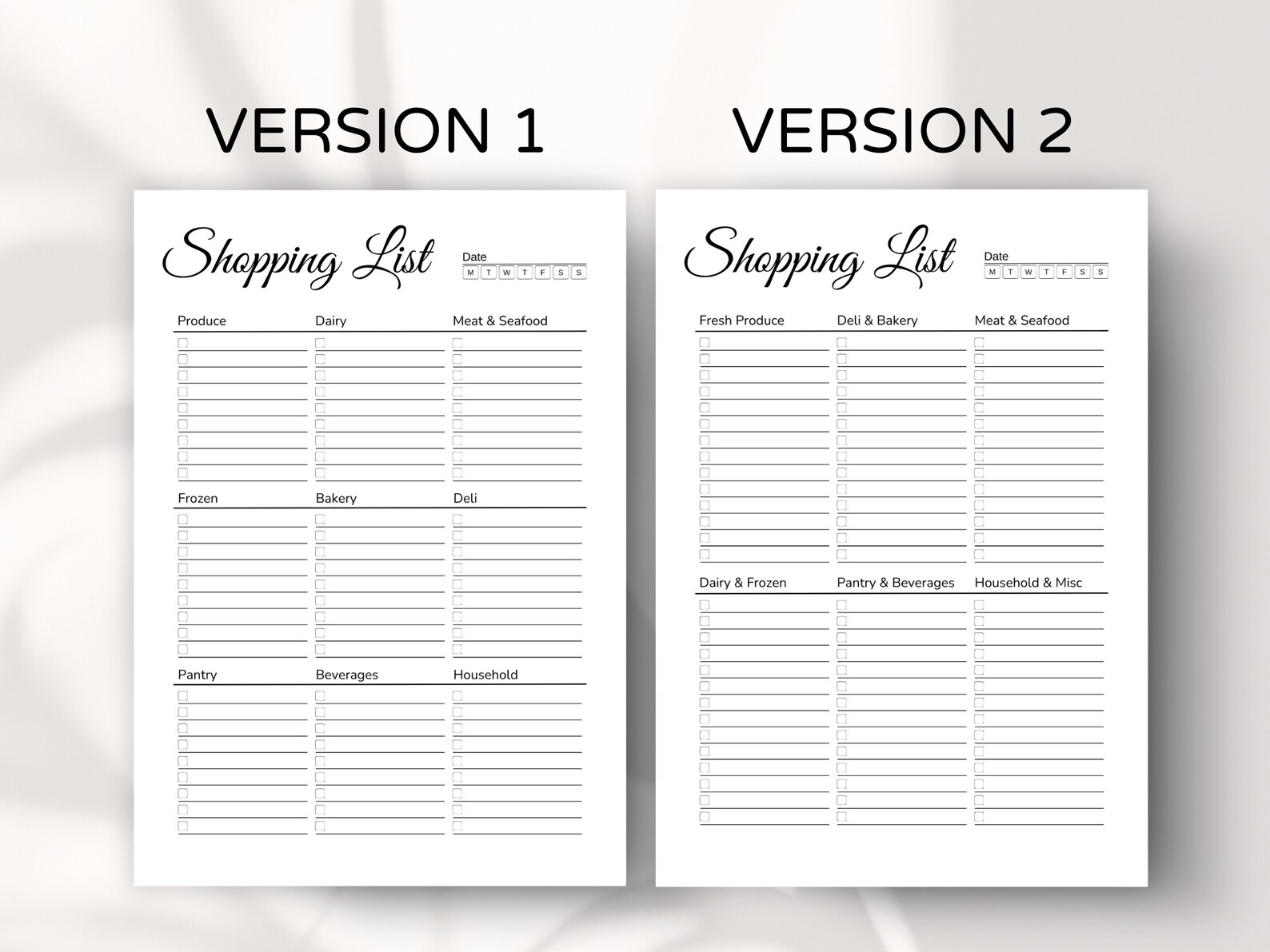 Grocery Shopping List Printable: Editable Food Planner (digital ...