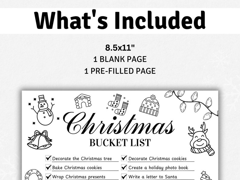 Editable Christmas Bucket List Template | Holiday Planner Printable PDF ...