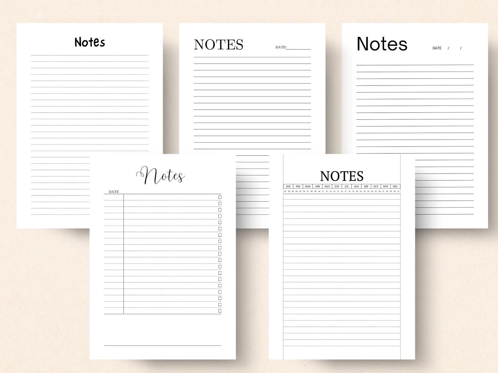 Printable Lined Note Pages: A4 Note Planner Template (digital Download ...