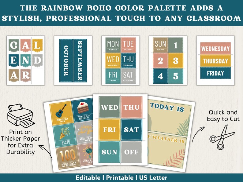 Editable Classroom Calendar Set and Weather Station ,12 Months Calendar ...