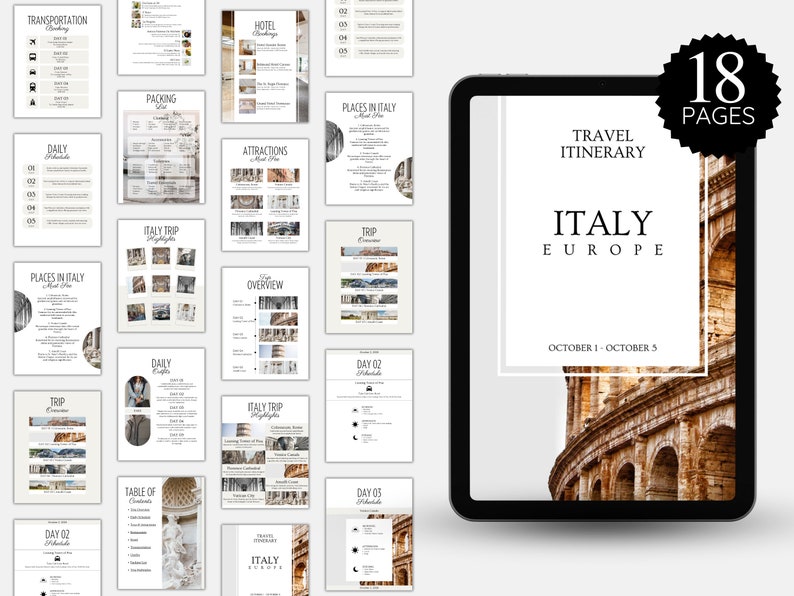 Editable Italy Travel Itinerary Template, Travel Schedule Template ...