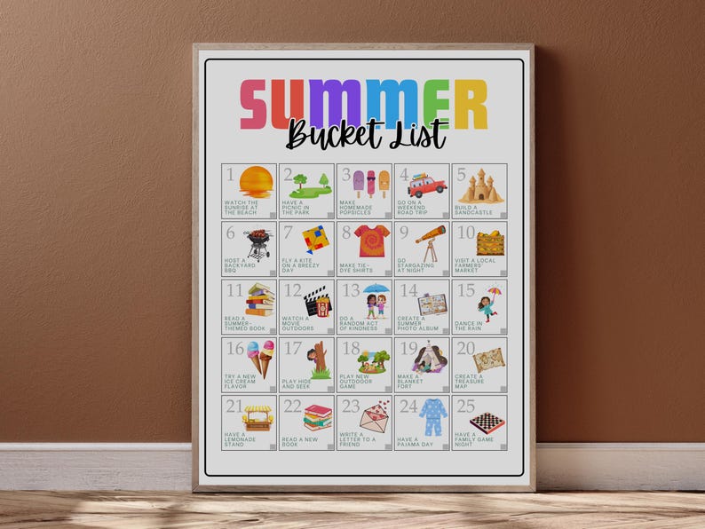Summer Bucket List Printable: Fun Family Activities (canva Template, US ...
