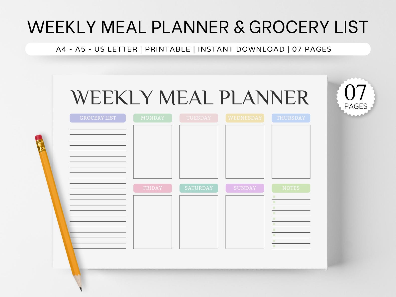Weekly Meal Planner Printable Template, Weekly Meal Planner With ...