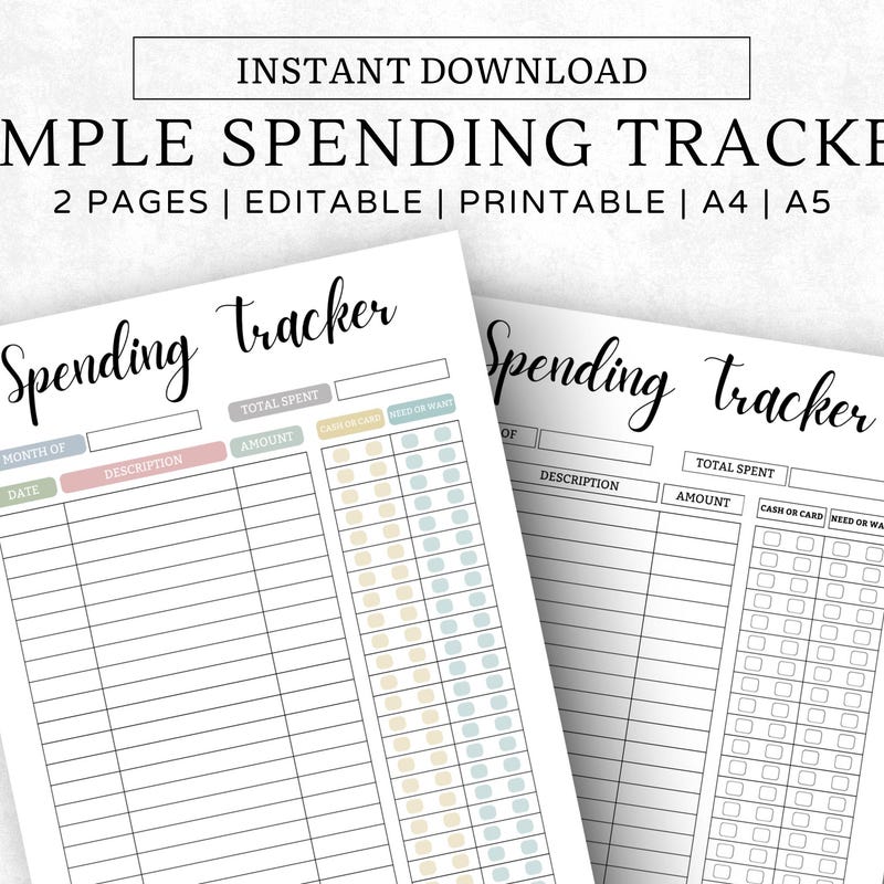 Spending Tracker Digital - Etsy