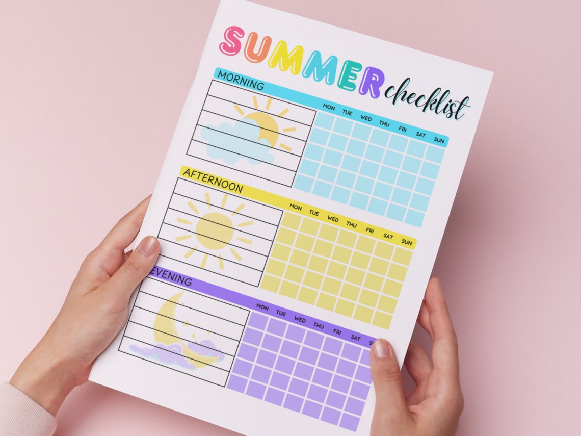 Editable Summer Checklist, Summer Checklist for Kids, Chore Chart for ...