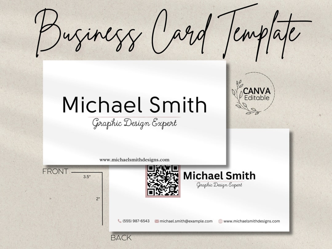 QR Code Business Card Template: Minimalist Design (canva Editable) - Etsy