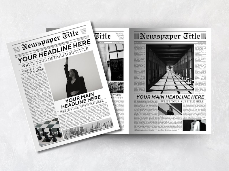 Editable Front Page Templates | 6 Pages | Canva Newspaper Layout | A4 ...