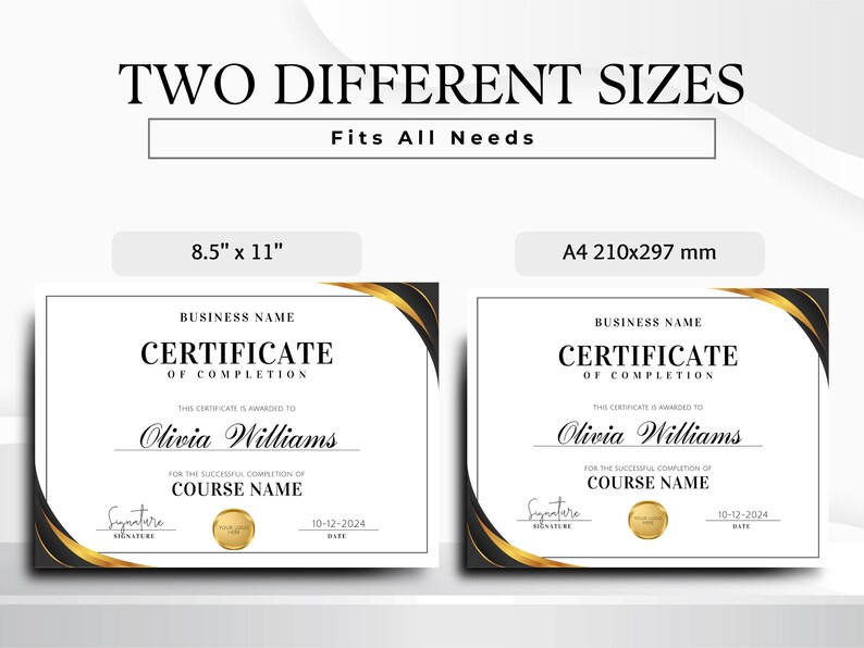 Printable Certificate of Completion Template: Elegant Course Award ...
