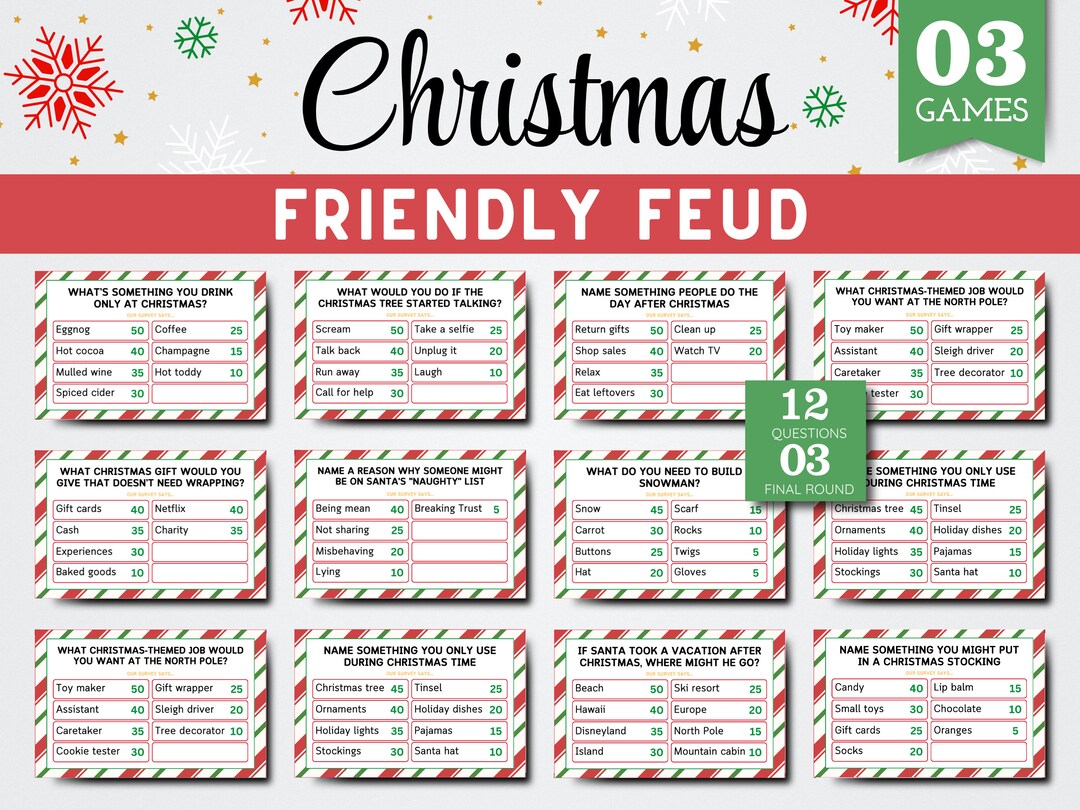 Christmas Feud Game Template, Christmas Friendly Feud Game, Christmas ...