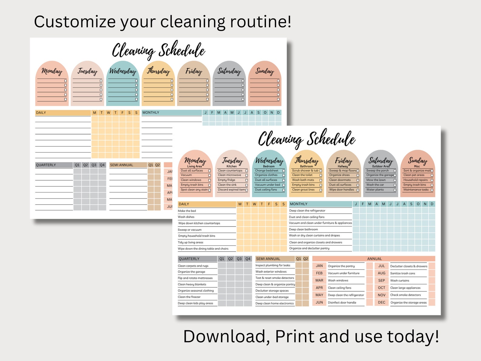 Cleaning Planner Checklist Bundle, Cleaning Schedule Planner, Daily ...