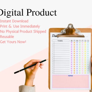 Daily Checklist Template, Editable Daily Checklist, Weekly Checklist ...