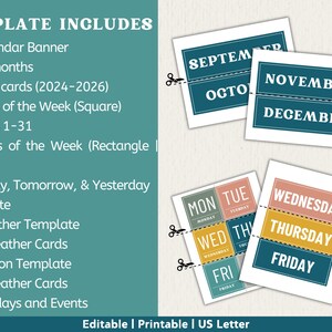 Editable Classroom Calendar Set and Weather Station ,12 Months Calendar ...