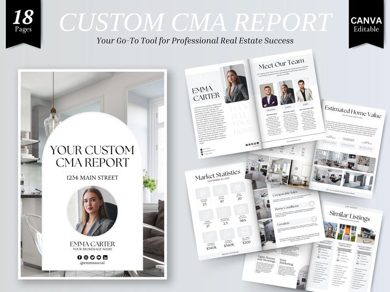 Customizable CMA Report Template: Real Estate Analysis (digital ...