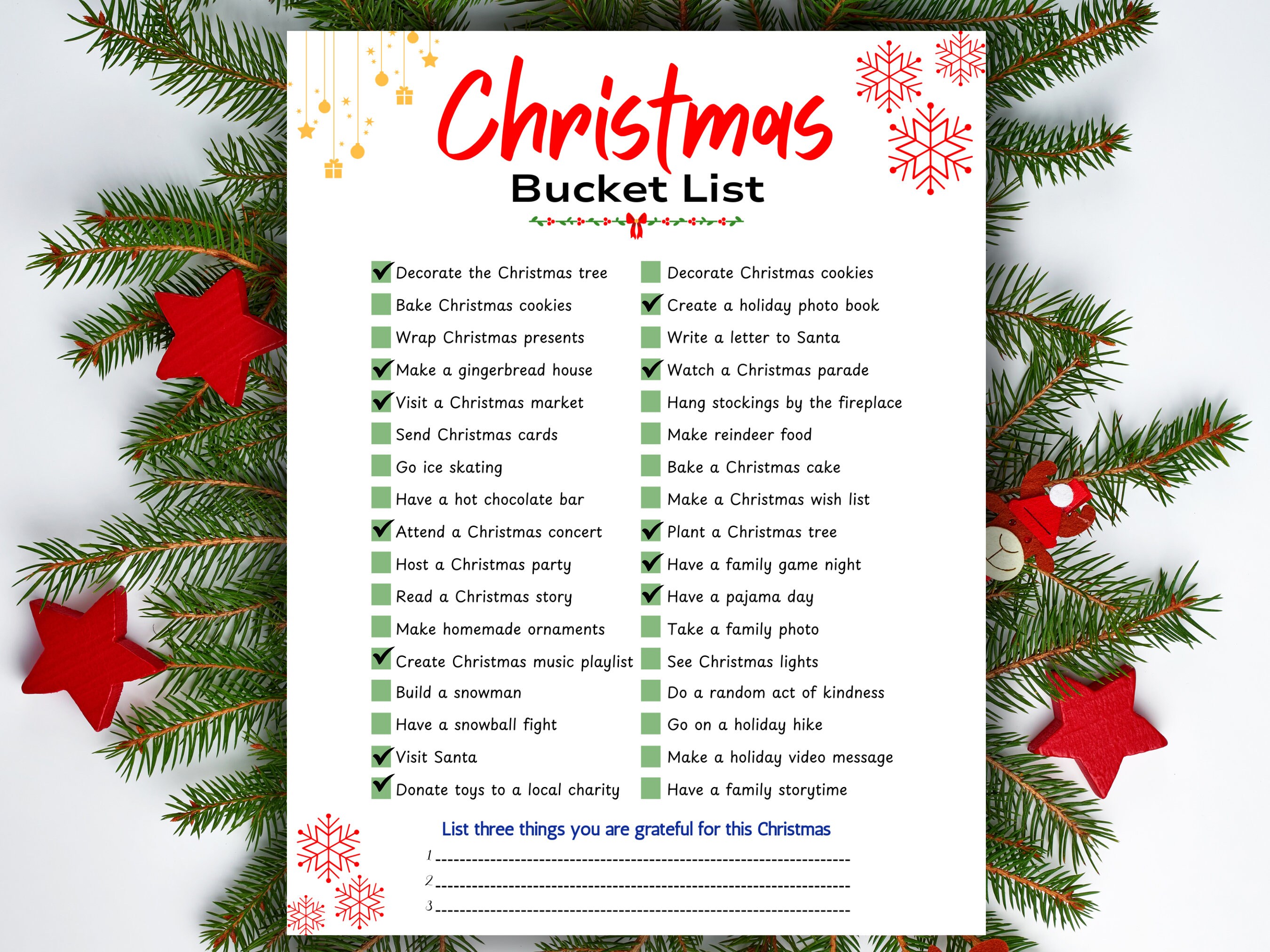 Christmas Bucket List Template, Winter List, Christmas Template, Family ...