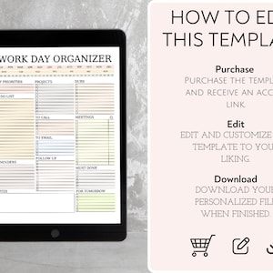 Work Day Planner, Printable Planner, Productive Planner, Work Schedule ...