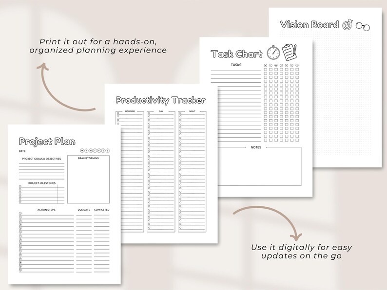 Project Planner Printable Template Project Management Work Schedule ...