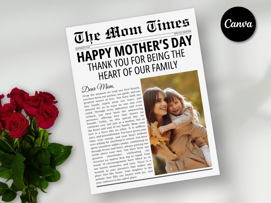 Editable Mothers Day Template, Mothers Day Newspaper Printable ...