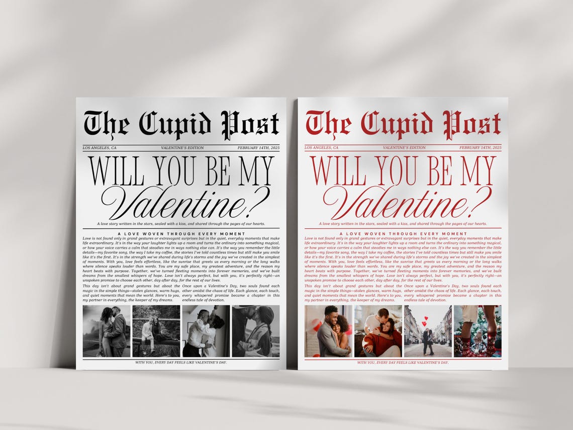 Valentine's Cupid Post Newspaper Template: Editable Canva Design ...