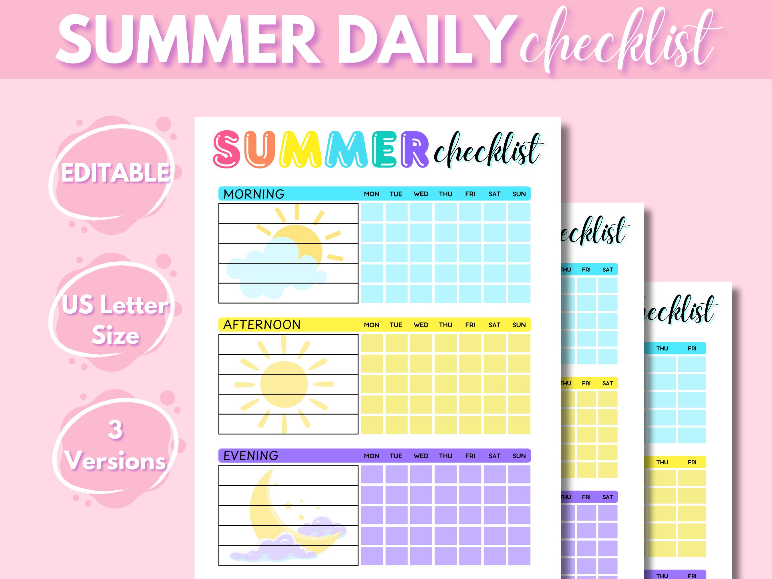 Editable Summer Checklist, Summer Checklist for Kids, Chore Chart for ...