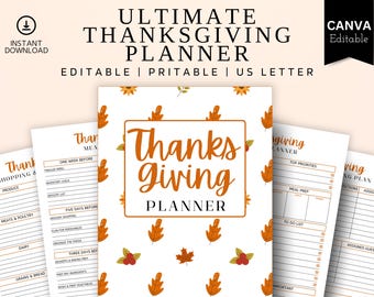 Thanksgiving Planner Bundle | Fall Holiday Organizer (PDF) - Etsy