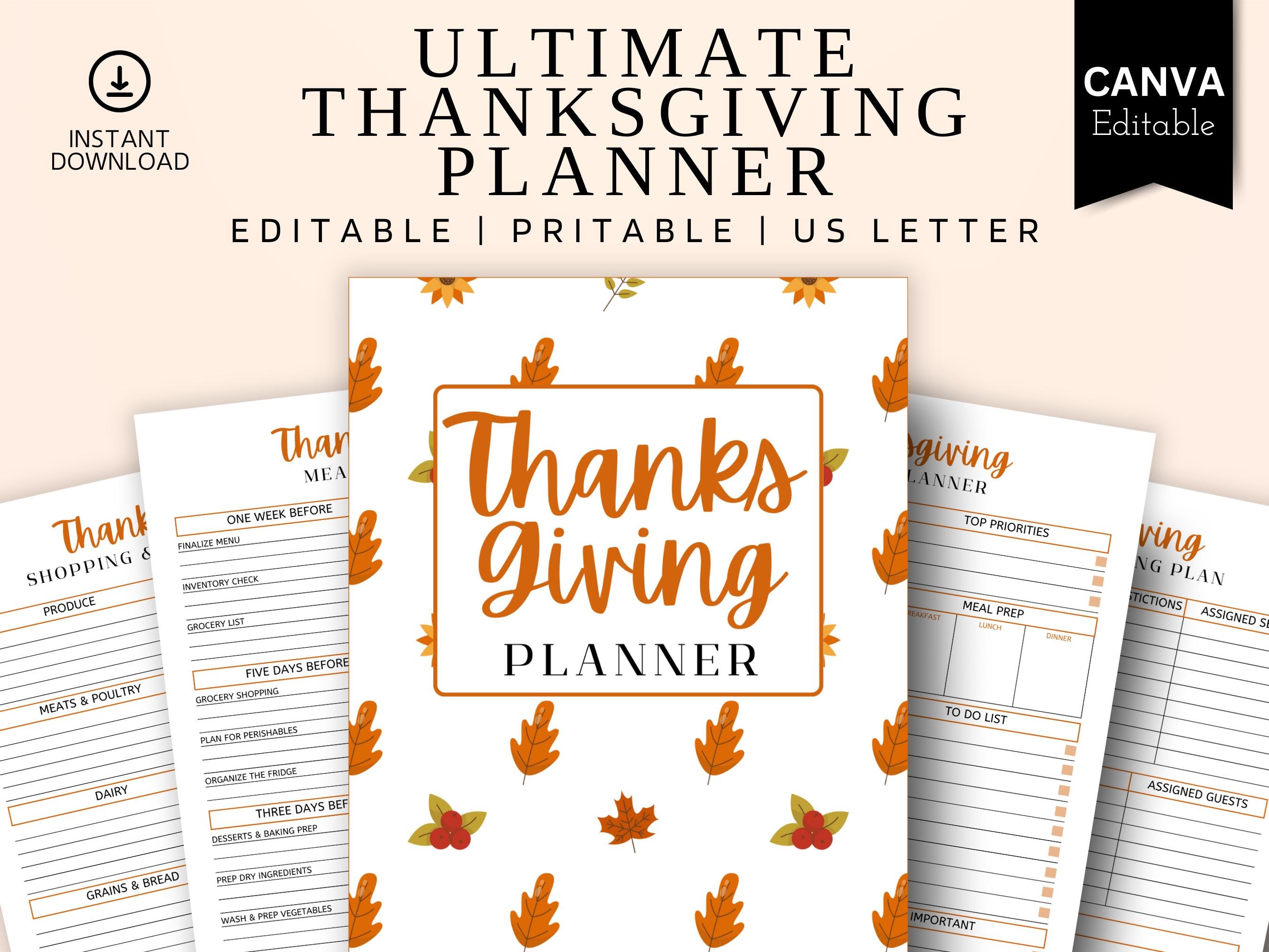 Thanks Giving Planner Template, Fall Pumpkin Holiday Planner, Fall ...